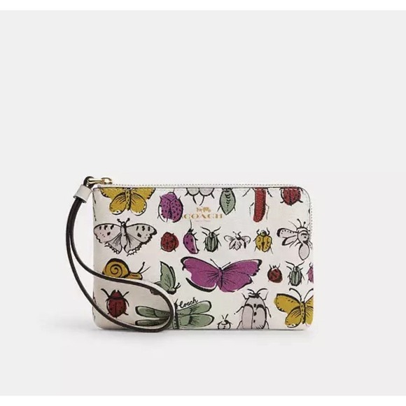 Coach | Bags | Coach Corner Zip With Creatures Print Wristlet Chalk ...